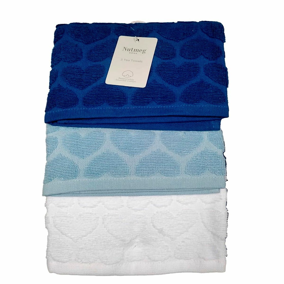 Nutmeg Navy Heart Jacquard Terry Tea Towel - Morrisons Online Groceries ...