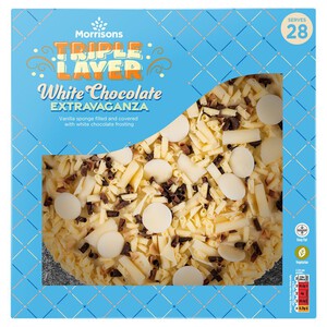 Morrisons Triple Layer White Chocolate Extravaganza Cake Serves 28 ...