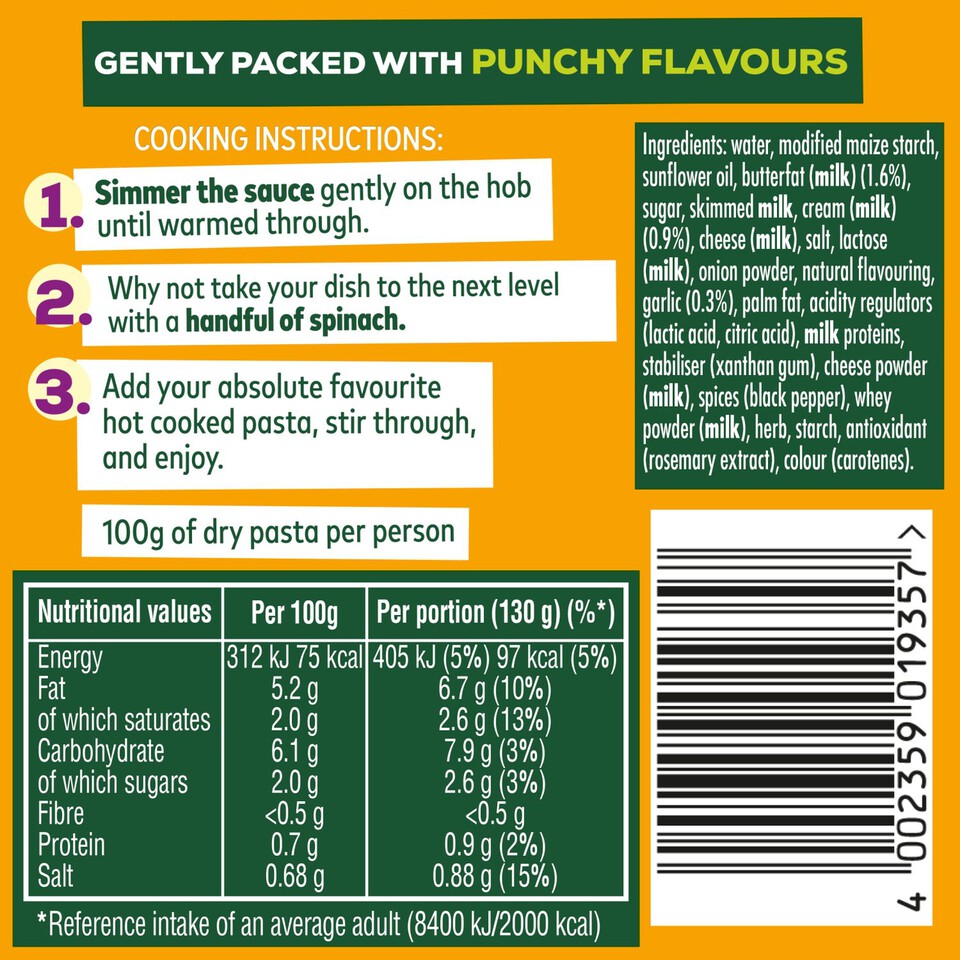 Dolmio Intensify Mild Creamy Garlic & Black Pepper Pasta Sauce ...