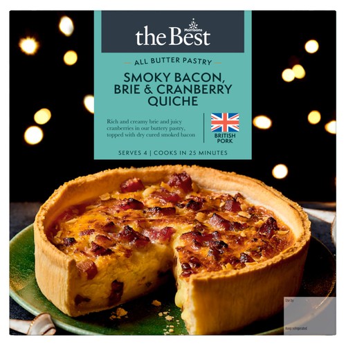 Morrisons The Best All Butter Pastry Bacon, Brie & Cranberry Quiche ...