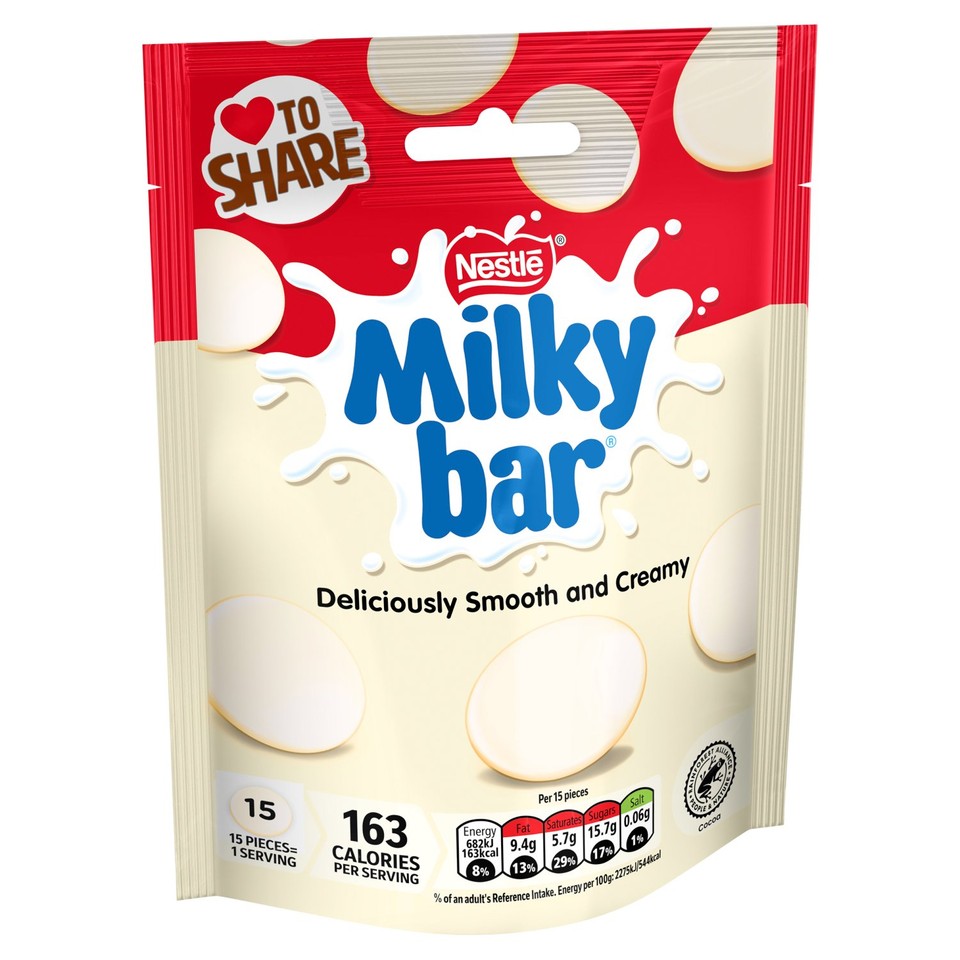 Milkybar White Chocolate Giant Buttons Sharing Pouch - Morrisons Online ...