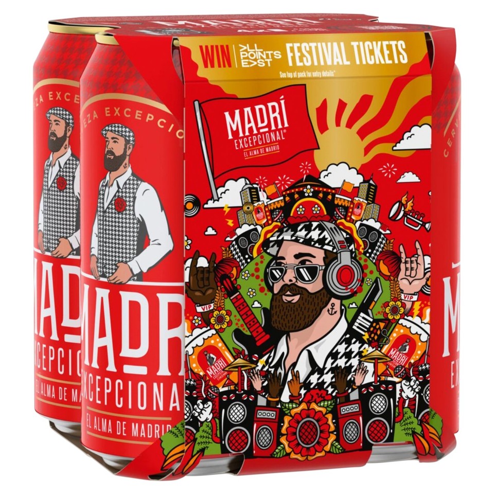 Madri Excepcional Lager Beer Cans 4x440ml - Morrisons Online Groceries ...
