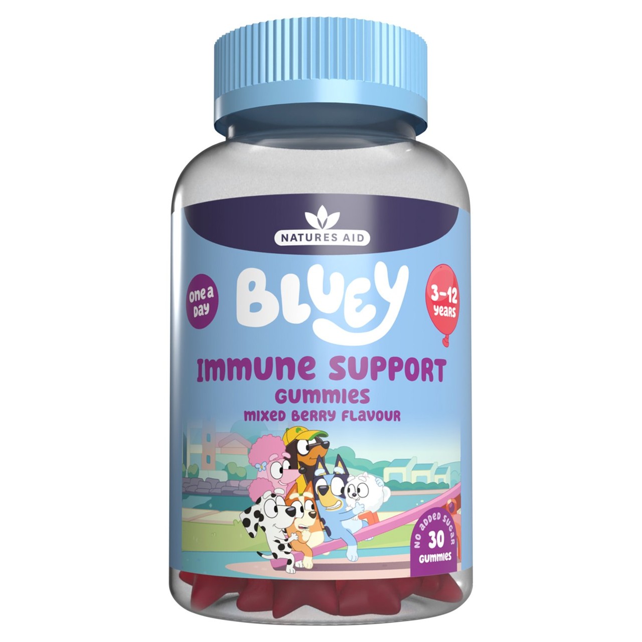 Natures Aid Bluey 30 Immune Support Gummies Mixed Berry Flavour 3-12 ...