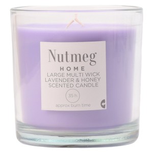 Nutmeg Home Large Multi Wick Lavender & Honey Scented Candle ...
