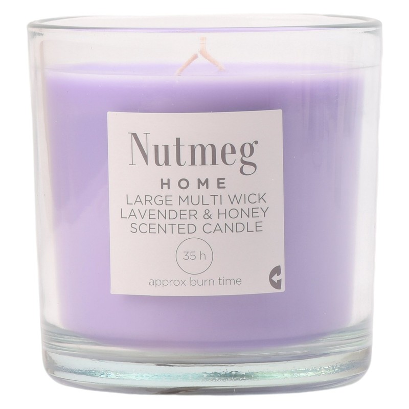 Nutmeg Home Large Multi Wick Lavender & Honey Scented Candle ...