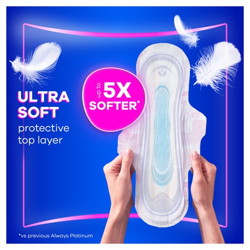 Always Platinum Sanitary Towels With Wings Long Plus Size 3 - Morrisons ...