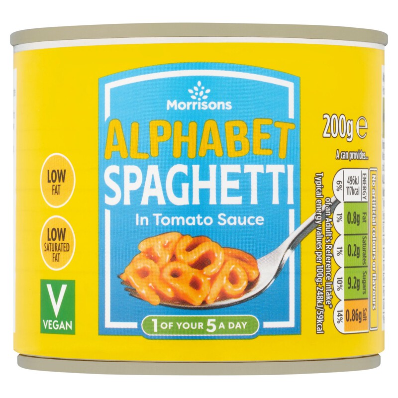 Morrisons Alphabet Pasta in Tomato Sauce - Morrisons Online Groceries ...
