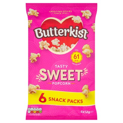 Butterkist Sweet Popcorn 6 x 12g - Morrisons Online Groceries & Offers