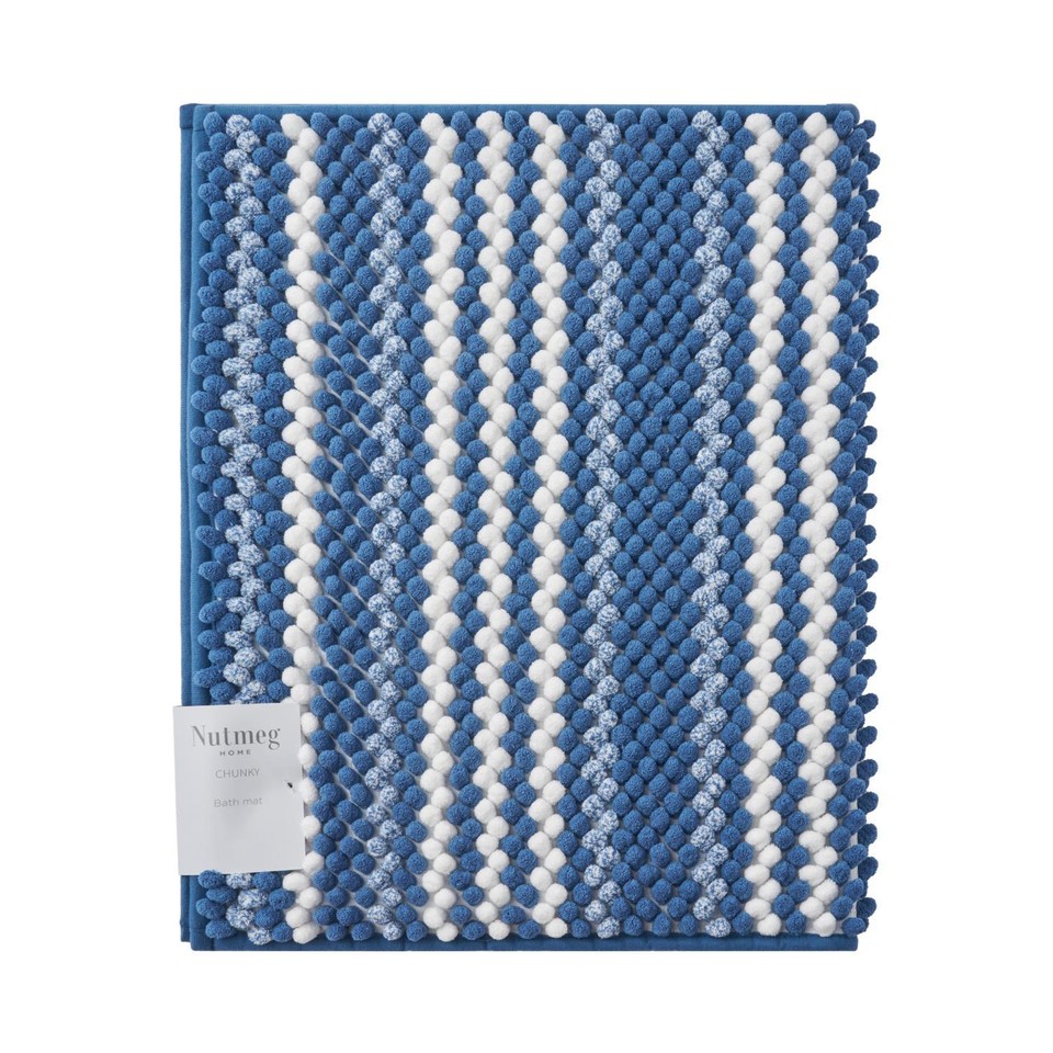 Nutmeg Home Blue And White Bobble Bath Mat - Morrisons Online Groceries ...