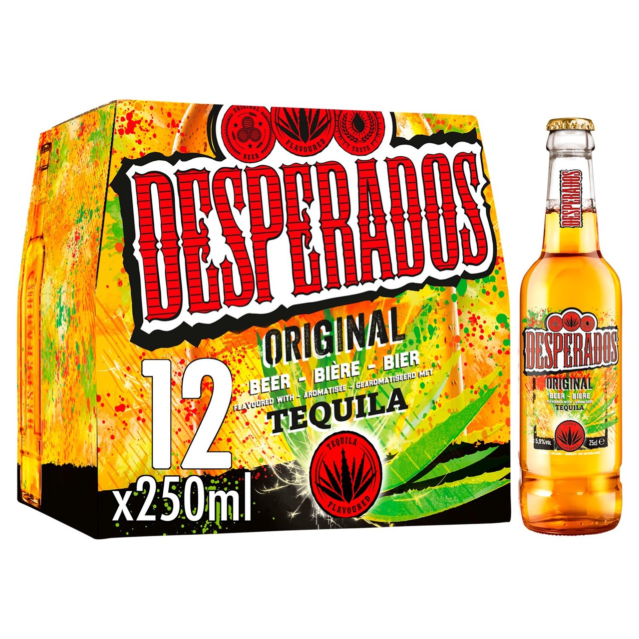 Desperados Original Beer Flavoured with Aguardiente Bottles 12 x 250ml ...