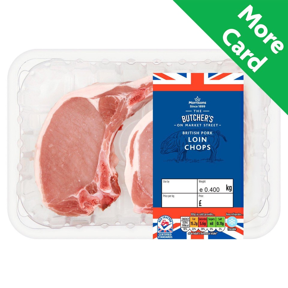 Morrisons The Butcher's On Market Street British Pork Loin Chops 400g ...