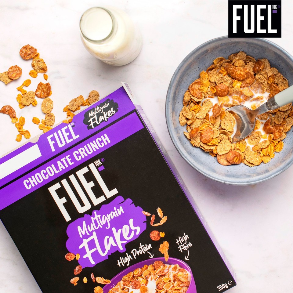 FUEL10K Chocolate Multigrain Flakes High Protein Breakfast Cereal 350g ...