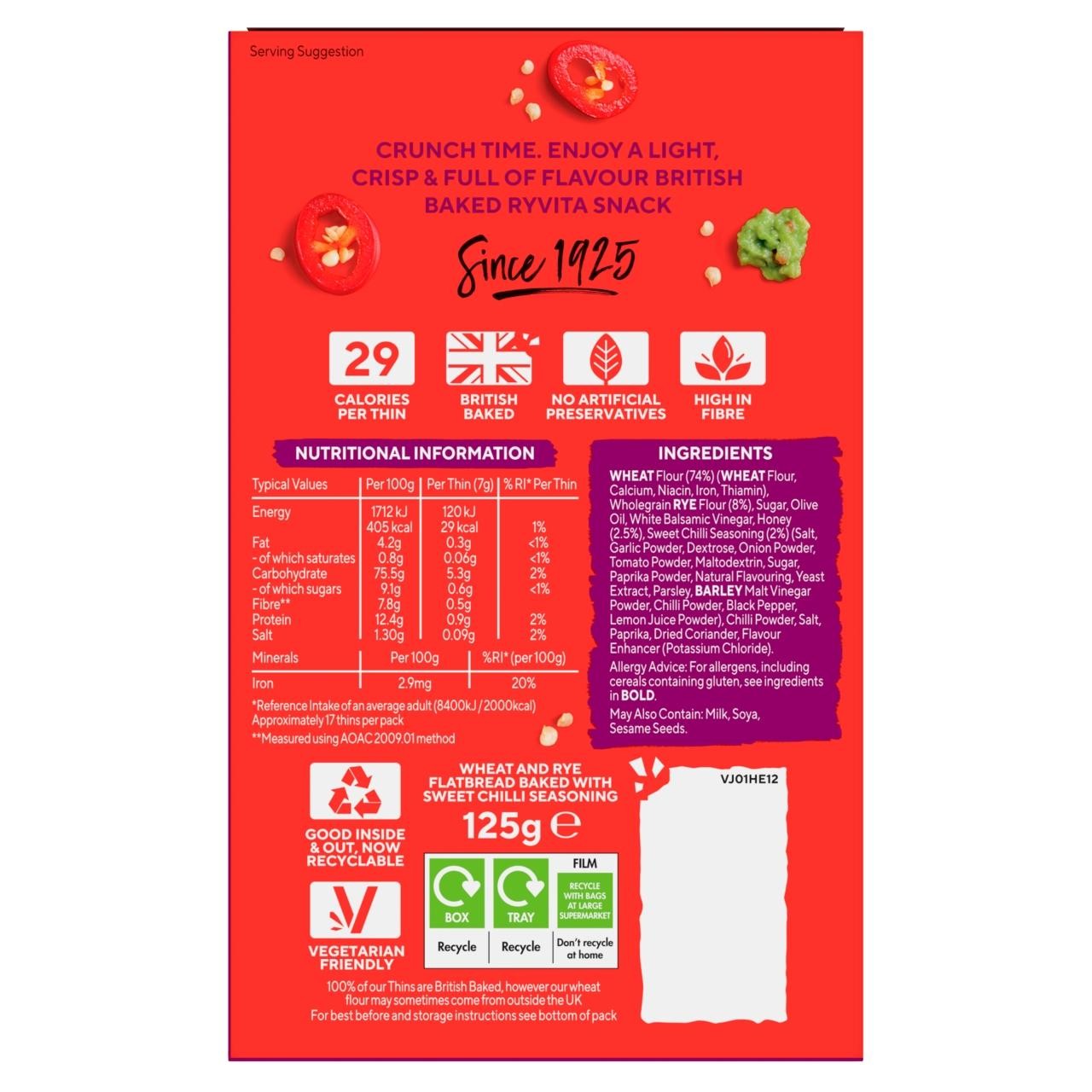 Ryvita Thins Sweet Chilli Flatbread Crackers - Morrisons Online ...