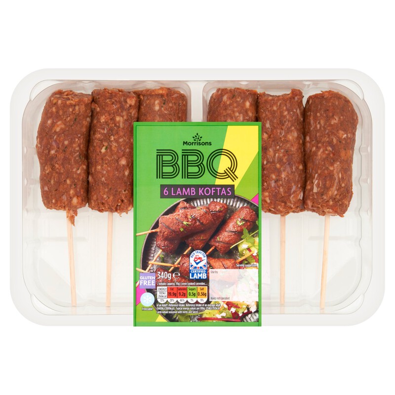 Morrisons BBQ 6 Lamb Kofta Kebabs 340g - Morrisons Online Groceries & Offers