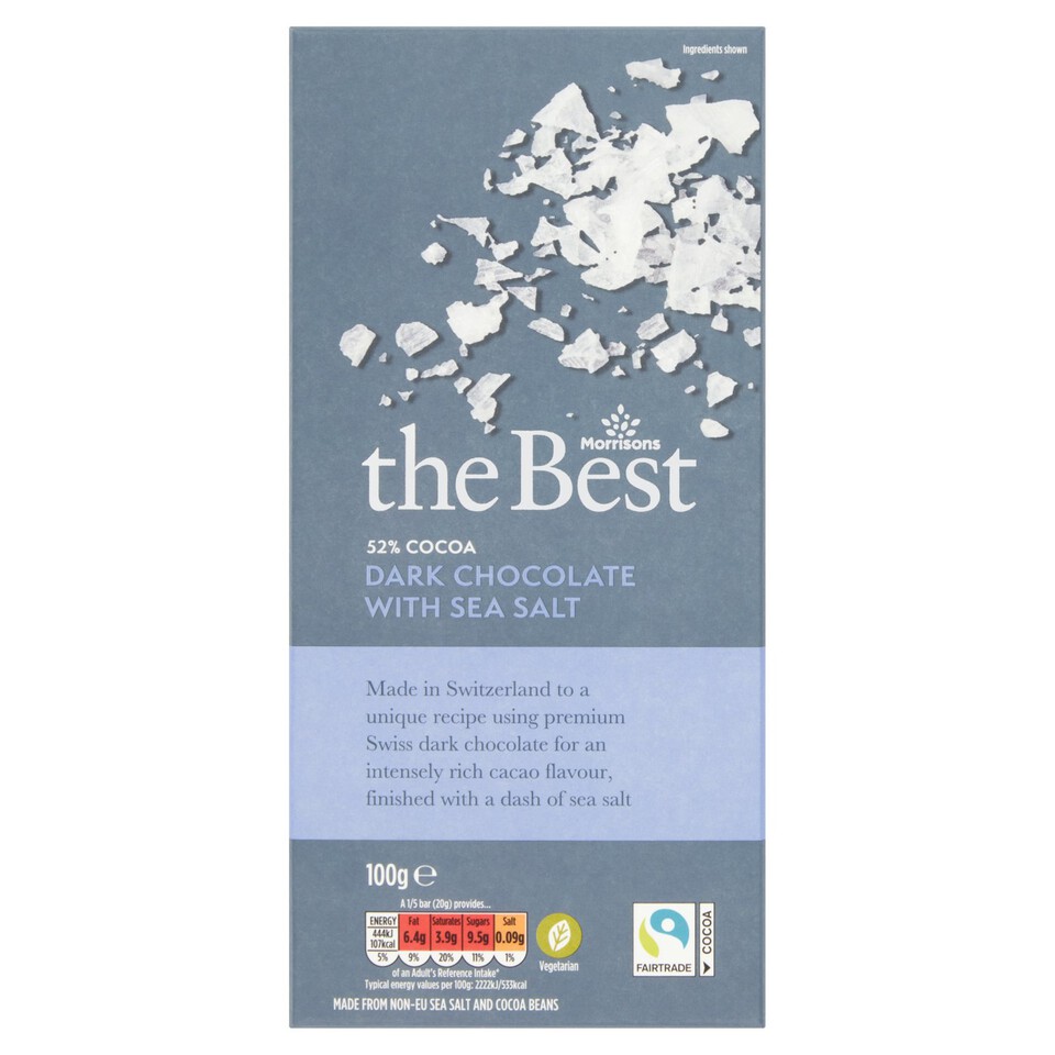 Morrisons The Best 52% Cocoa Dark Chocolate With Sea Salt - Morrisons ...