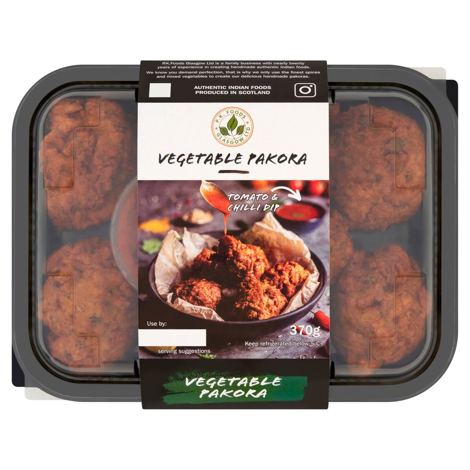 P. K. Foods Vegetable Pakora With Tomato And Chilli Dip 370g ...