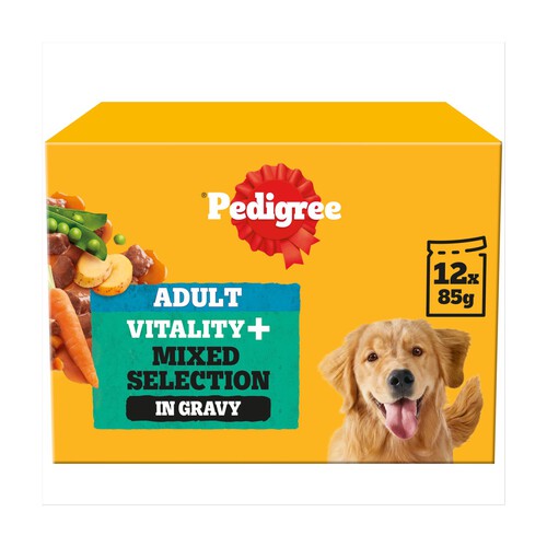 Pedigree Vitality Plus Adult Dog Mixed Selection In Gravy 12 x 85g ...