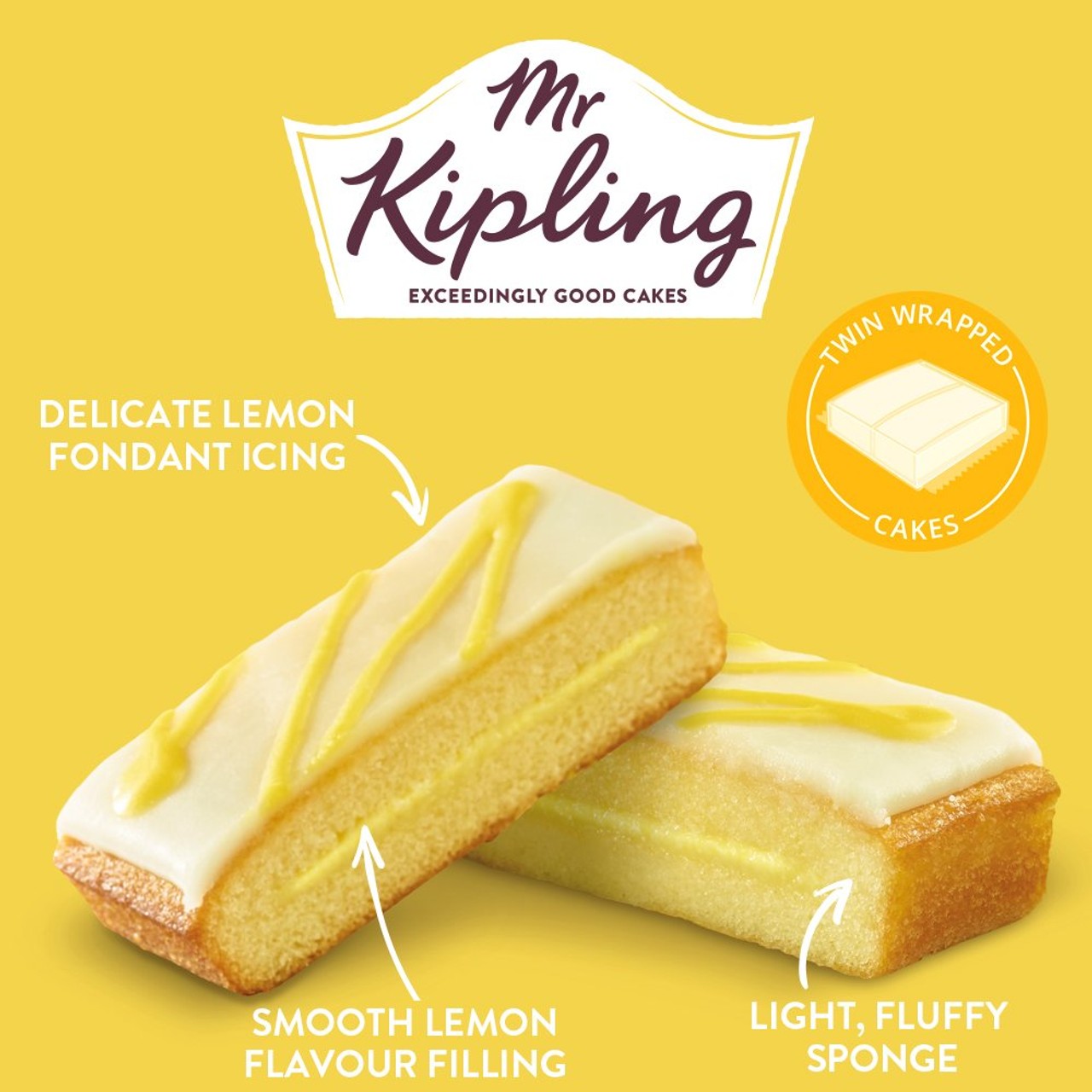 Mr Kipling Lemon Slices Cakes Multipack Snack 3x2pk - Morrisons Online ...