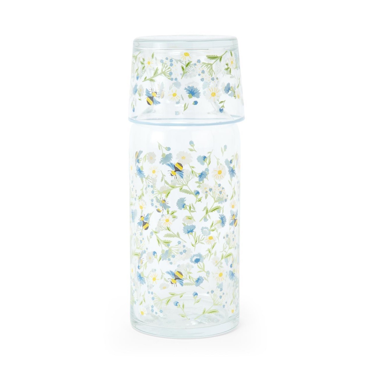 Nutmeg Home Bee Floral Carafe With Glass Lid And Blue Rim - Morrisons ...