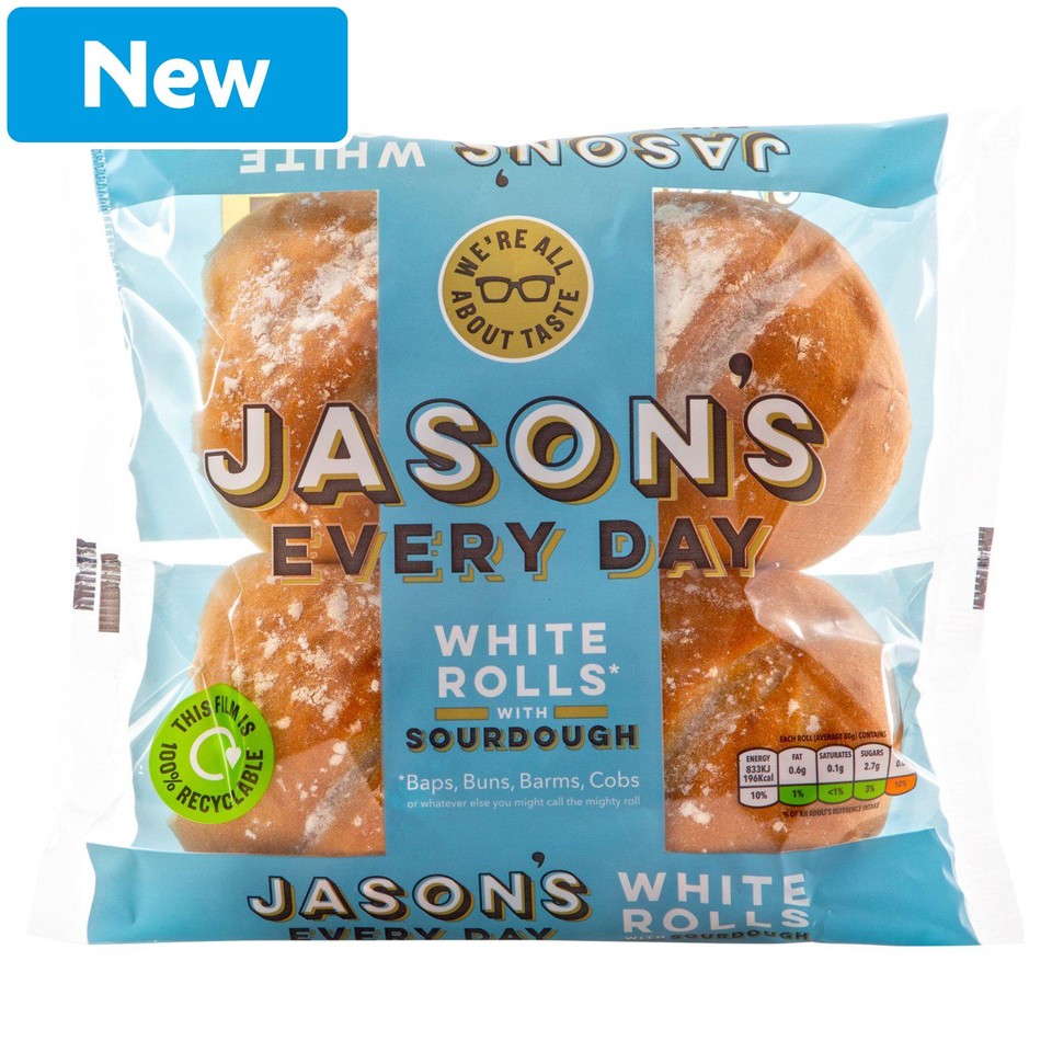 Jason's Every Day White Bread Rolls with Sourdough 4 Pack - Morrisons ...