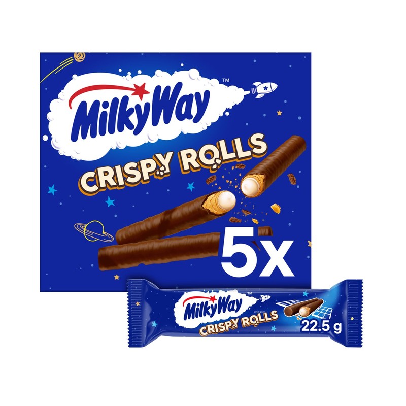 Milky Way Crispy Rolls Biscuit & Milk Chocolate Multipack 5 x 22.5g ...