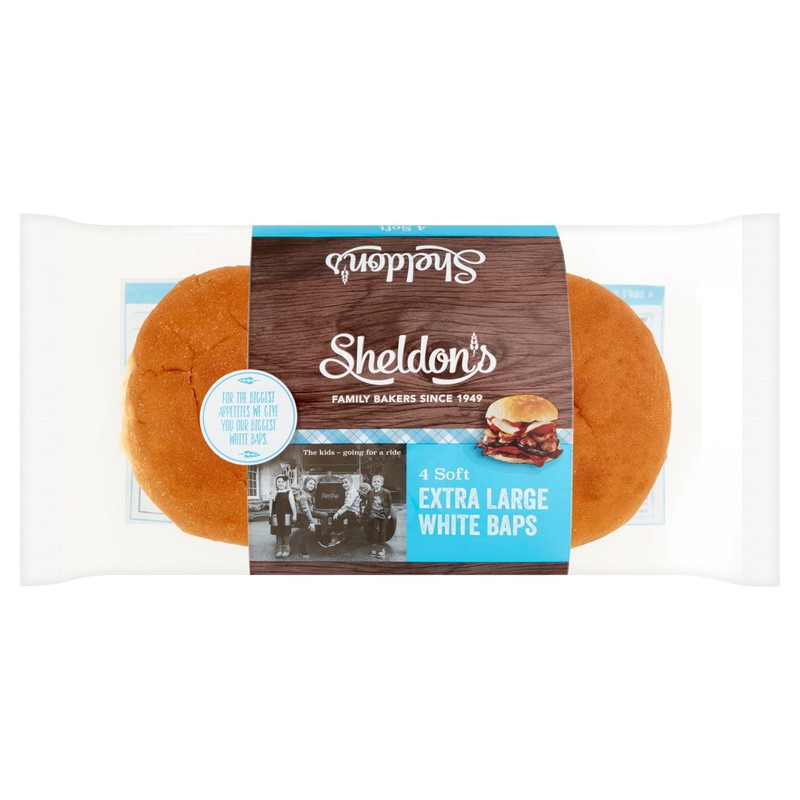 Sheldon's Extra Large White Baps - Morrisons Online Groceries & Offers