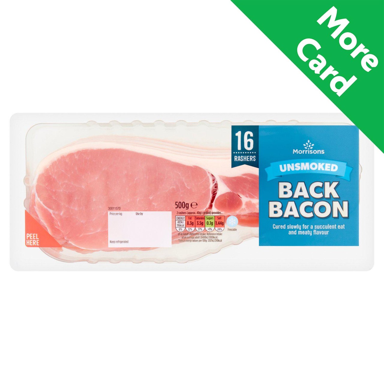 Morrisons 16 Rashers Unsmoked Back Bacon 500g - Morrisons Online ...