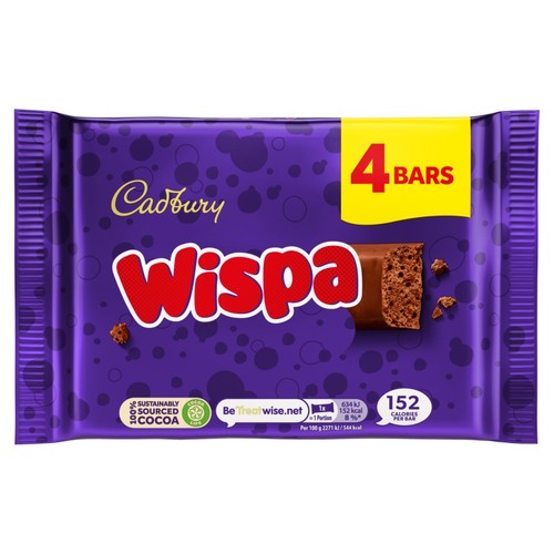 Cadbury Wispa Chocolate Bar 4 Pack Multipack - Morrisons Online ...