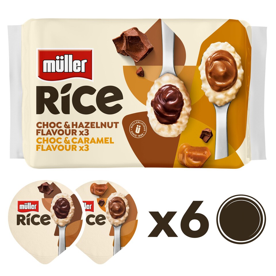 Muller Rice Chocolate Hazelnut and Caramel Pudding Desserts - Morrisons ...
