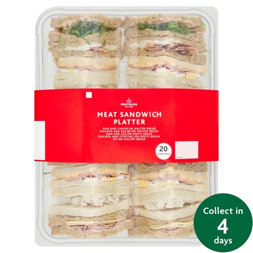 Cooked Meat Sandwich Platter 20 Pieces - Eat On Same Day - Morrisons ...