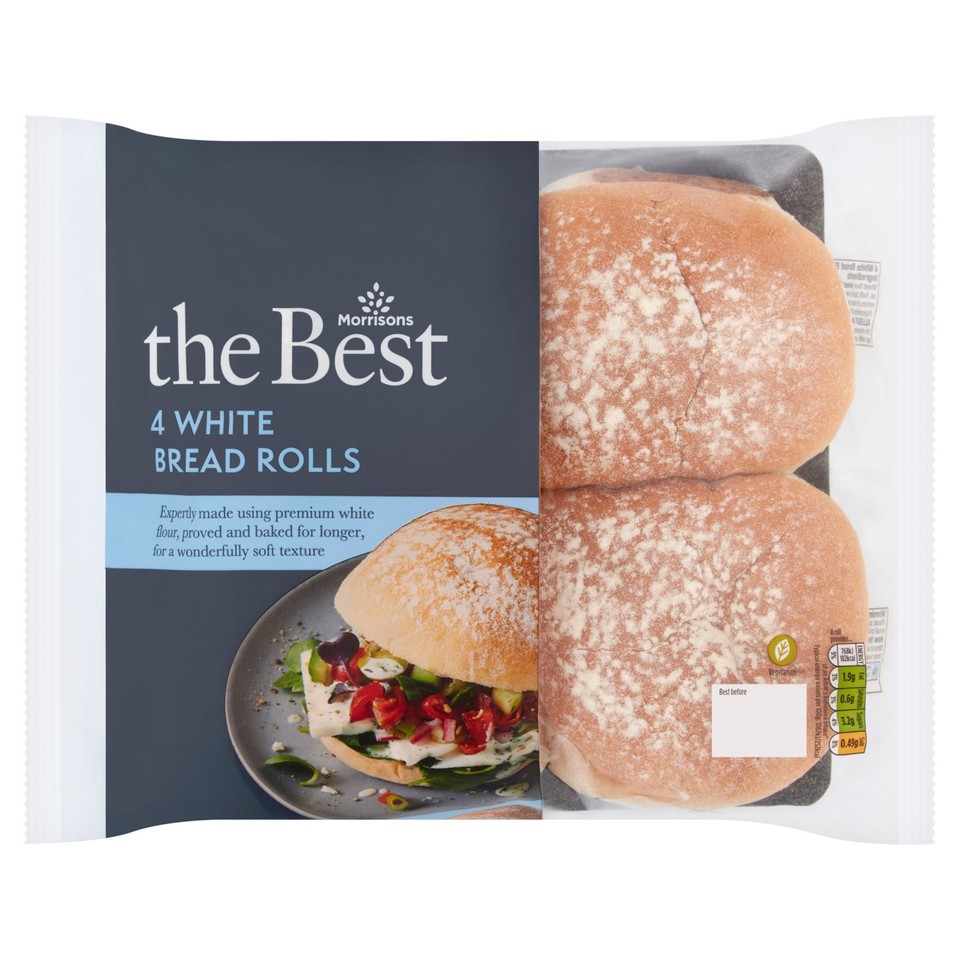 Morrisons The Best White Bread Rolls 4 Pack - Morrisons Online ...