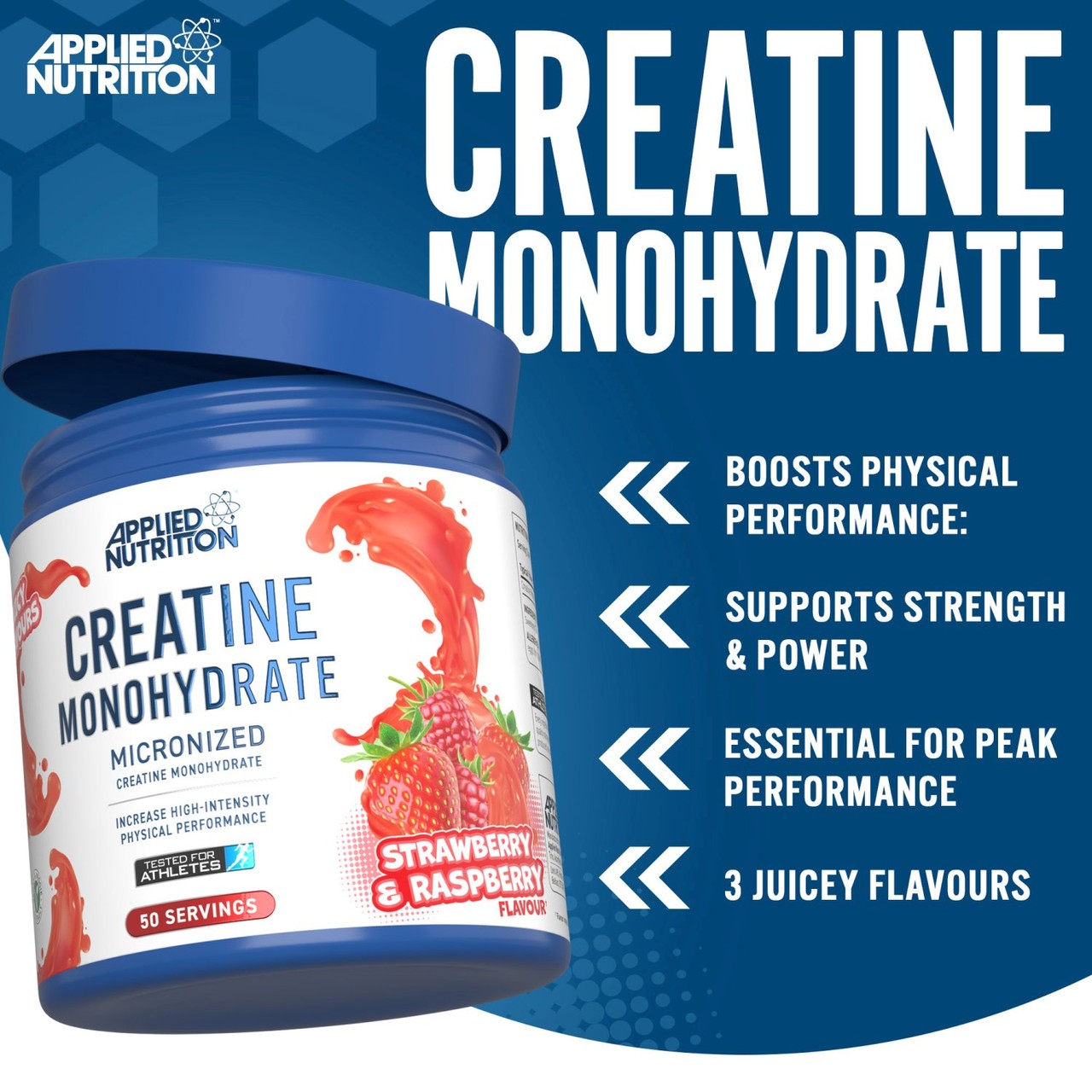 Applied Nutrition Creatine Monohydrate Strawberry & Raspberry 250g ...