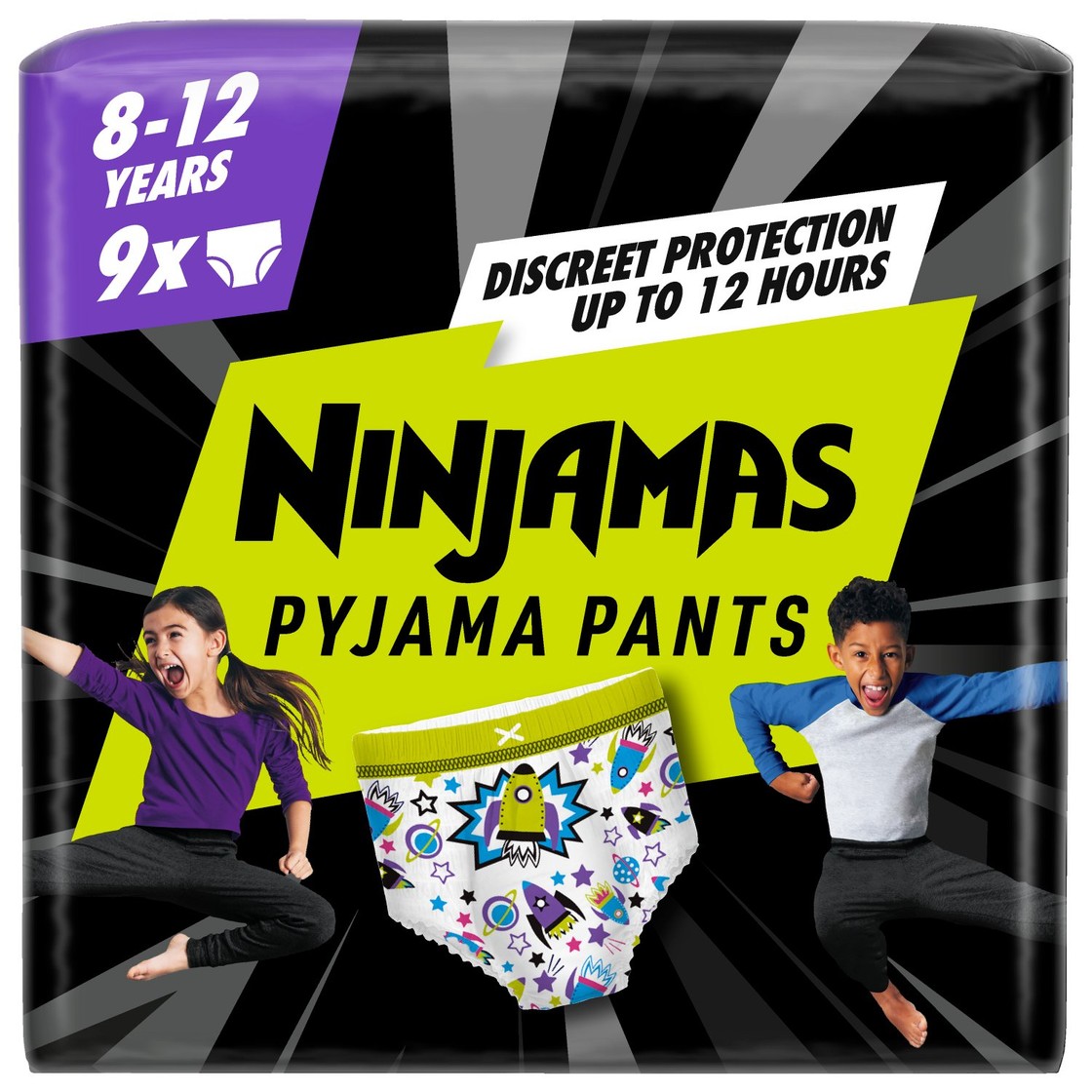 Pampers Ninjamas Pyjama Nappy Pants Unisex, 8-12 Years, 9 Pyjama Pants ...