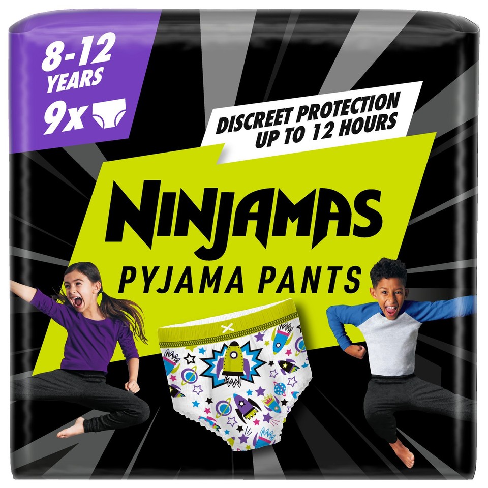 Pampers Ninjamas Pyjama Nappy Pants Unisex, 8-12 Years, 9 Pyjama Pants ...