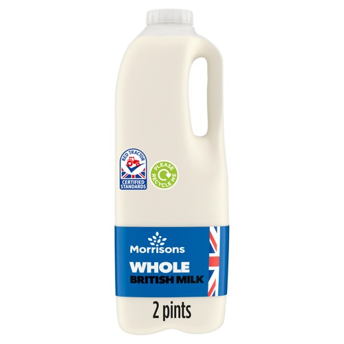 Morrisons British Whole Milk 2 Pint - Morrisons Online Groceries & Offers