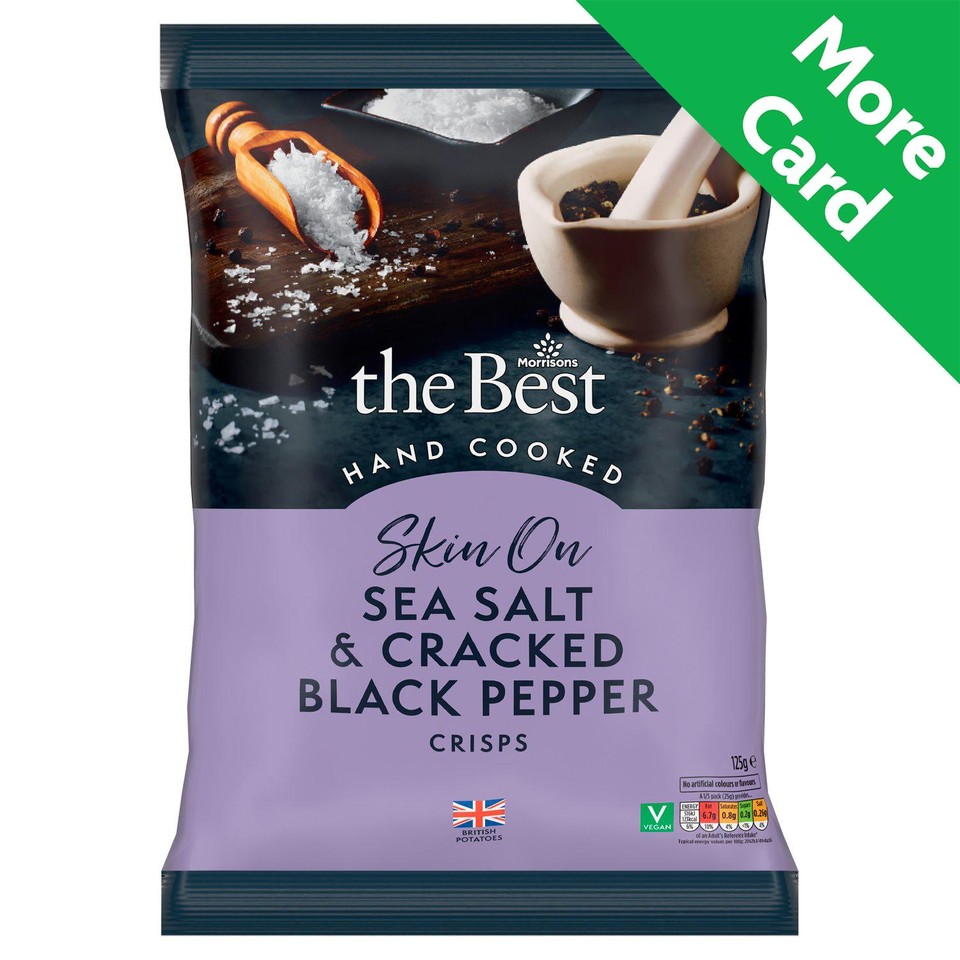 Morrisons The Best Skin On Sea Salt & Black Pepper Crisps 125g ...