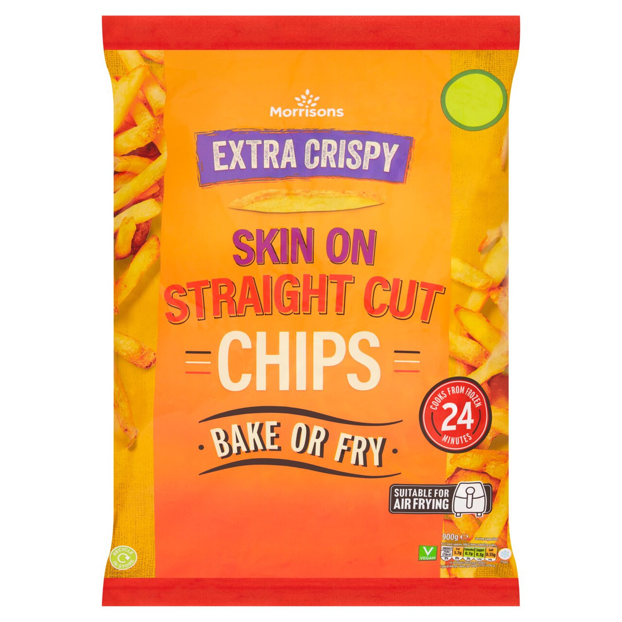 Morrisons Extra Crispy Skin on Straight Cut Chips 900g - Morrisons ...