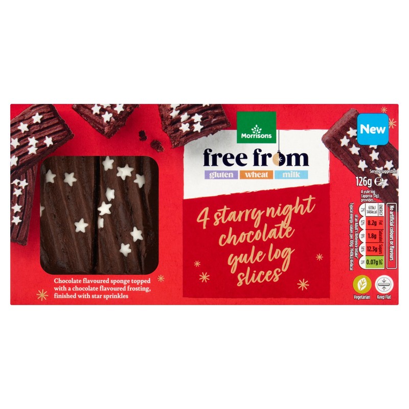 Morrisons Free From 4 Starry Night Chocolate Yule Log Slices 126g ...