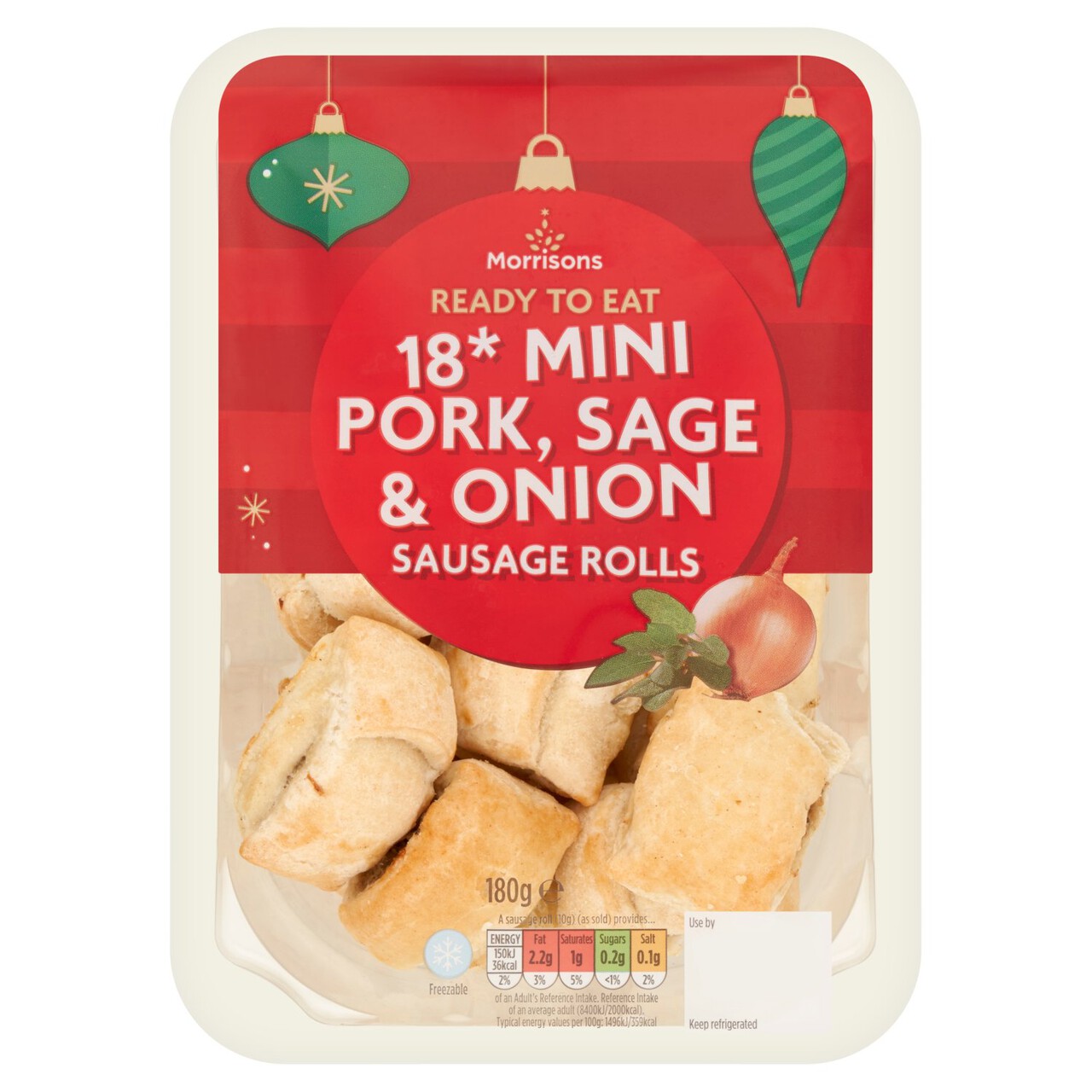 Morrisons 18 Mini Pork, Sage & Onion Sausage Rolls 180g - Morrisons ...