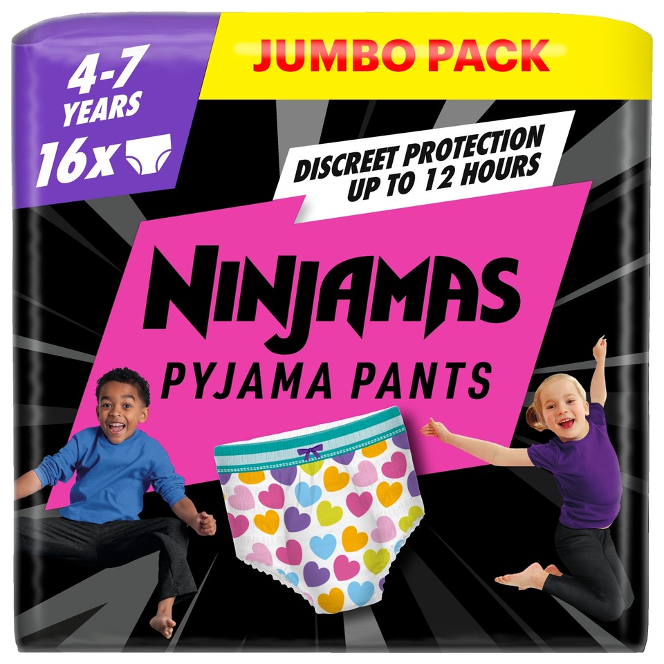 Pampers Ninjamas Pyjama Heart Pant Nappies Pull-on Size 7 Giant ...