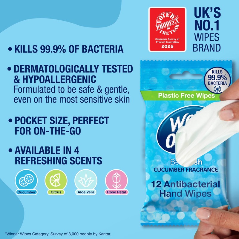 Wet Ones Be Fresh 12 Antibacterial Hand & Body Wipes - Morrisons Online ...
