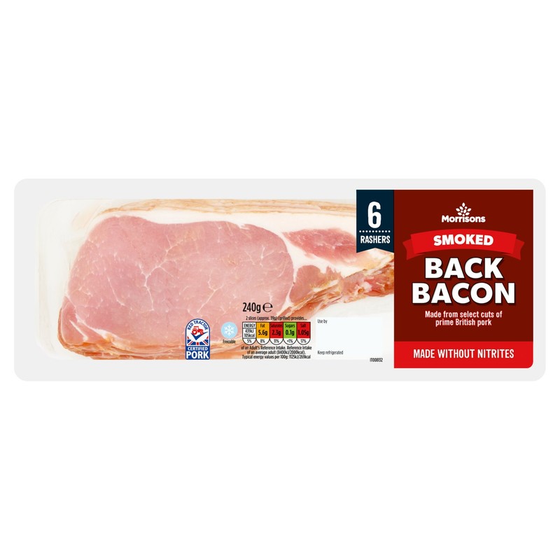 Morrisons Nitrate Free Smoked Back Bacon - Morrisons Online Groceries ...