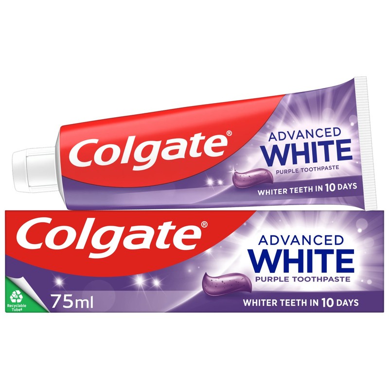 Colgate Advanced White Purple Teeth Whitening Toothpaste 75ml ...