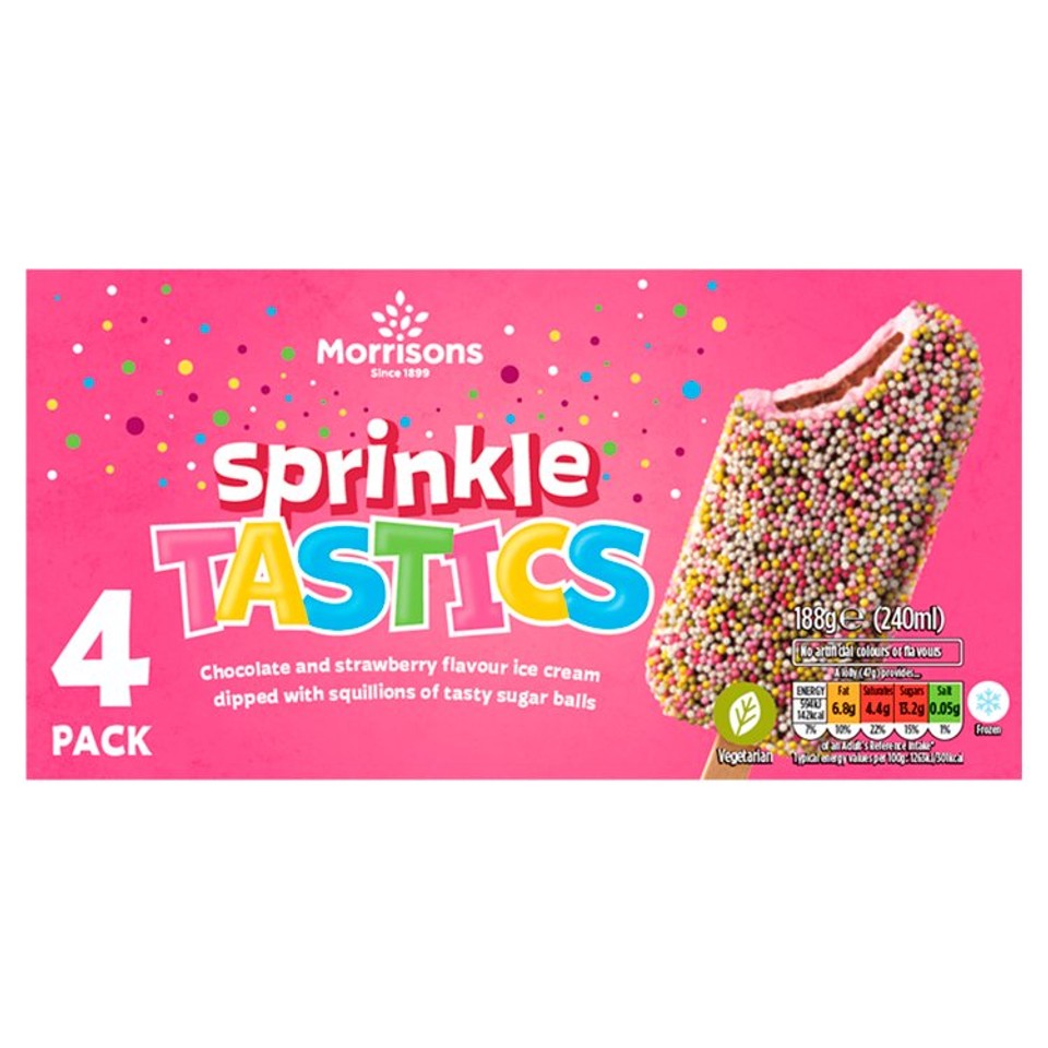 Morrisons Sprinkle Tastics Ice Lollies 4 Pack - Morrisons Online ...