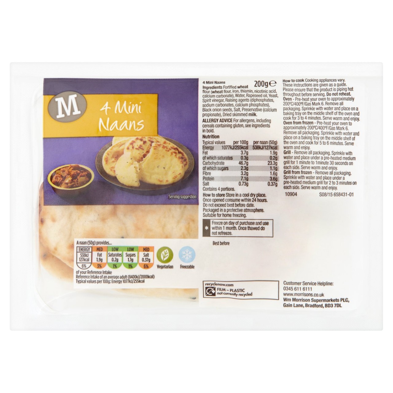 Morrisons Mini Naan Plain - Morrisons Online Groceries & Offers
