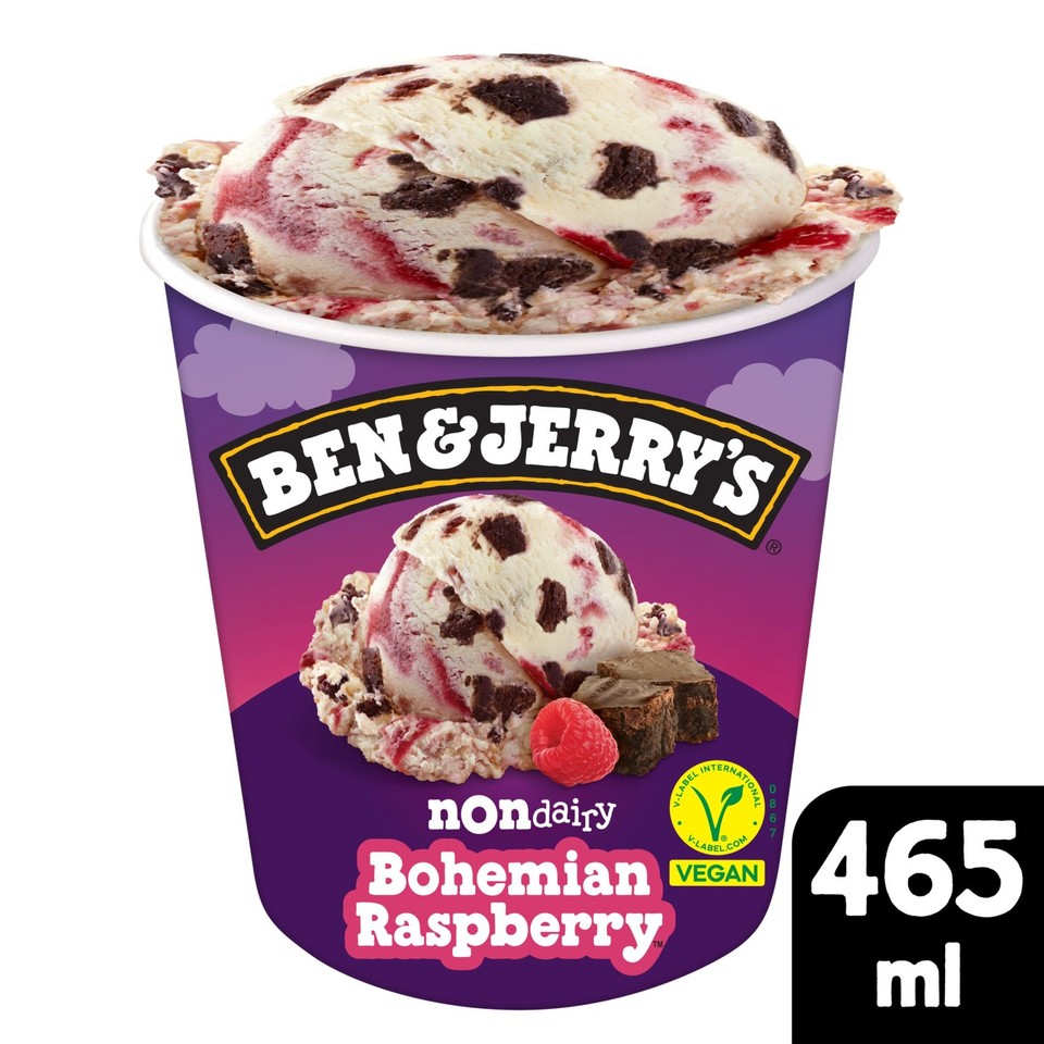 Ben & Jerrys Non-Dairy Vegan Bohemian Raspberry Ice Cream Tub 465ml ...