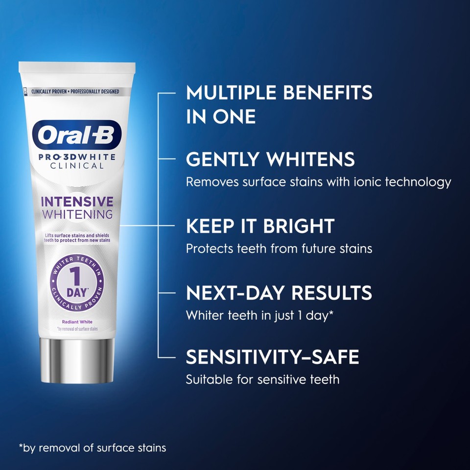 Oral-B Pro 3D White Clinical Intensive Whitening Toothpaste - Morrisons ...