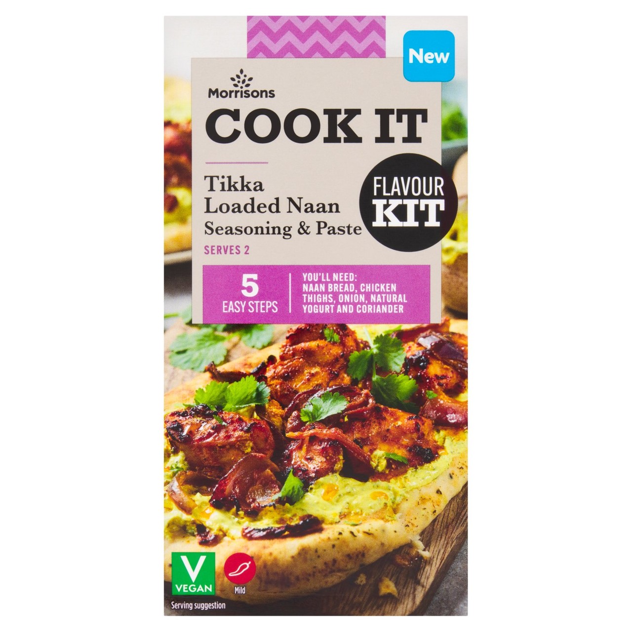 Morrisons Cook It Tikka Loaded Naan Seasoning & Paste Flavour Kit 40g ...