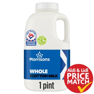 Morrisons Scottish Milk Whole 1 Pint - Morrisons Online Groceries & Offers