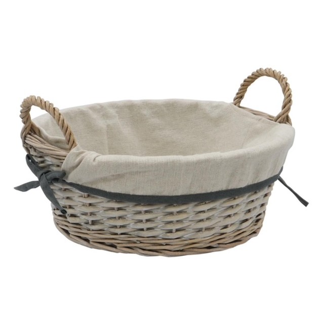 JVL Arianna Round Willow Storage Basket Antique Wash - Morrisons Online ...